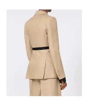 Max Mara Belted Linen Blazer - Camel