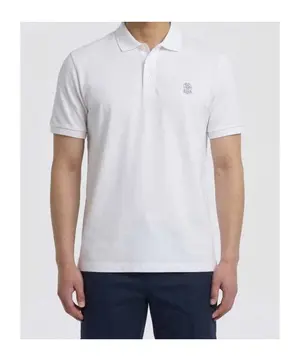 Brunello Cucinelli Logo Embroidered Short-sleeved Polo Shirt - White