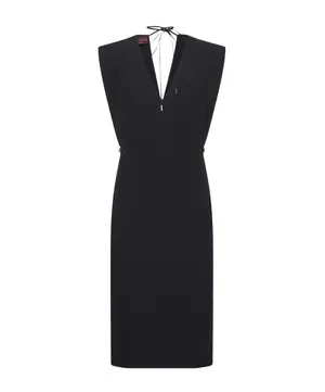 Gucci Sleeveless V-neck Midi Dress With Horsebit Detail