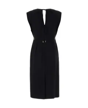 Gucci Sleeveless V-neck Midi Dress With Horsebit Detail