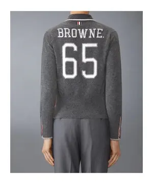 Thom Browne 65 Jersey Intarsia Long Sleeve Polo Shirt