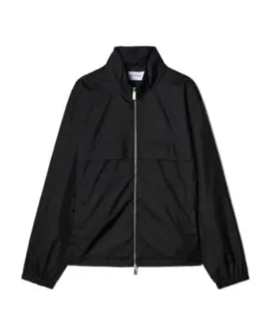 Off-White Long Sleeve Zipper Windbreaker Jacket With Logo Detail - Black
