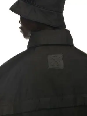 Off-White Long Sleeve Zipper Windbreaker Jacket With Logo Detail - Black