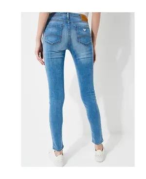 Emporio Armani Logo Detail Slim Fit Jeans - Blue