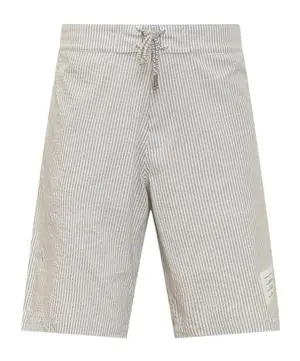Thom Browne Striped Drawstring Swimming Shorts - Medium Gray