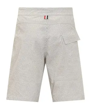 Thom Browne Striped Drawstring Swimming Shorts - Medium Gray