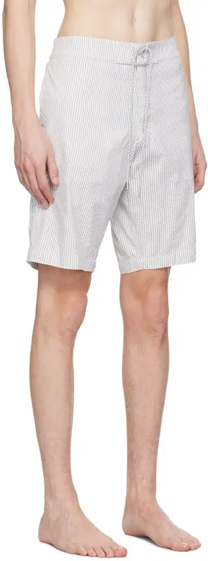Thom Browne Striped Drawstring Swimming Shorts - Medium Gray