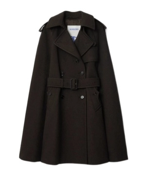 Burberry Double-breasted Belted Trench Cape - Brown