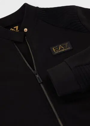EA7 Logo Stand Collar Zip-up Coat