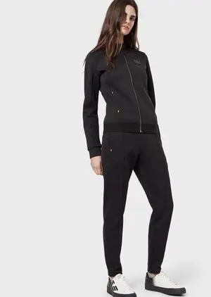 EA7 Logo Stand Collar Zip-up Coat