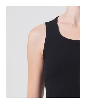 AGOLDE Poppy Sleeveless Ribbed Tank Top - Black