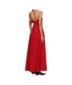 ST. AGNI Pleated Off-the-shoulder Belted Maxi Dress