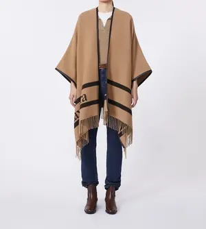 Max Mara Aris Fringed Edge Cape - Camel