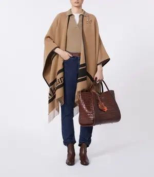 Max Mara Aris Fringed Edge Cape - Camel