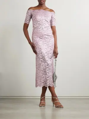 Rabanne Lace Floral Midi Skirt - Pink