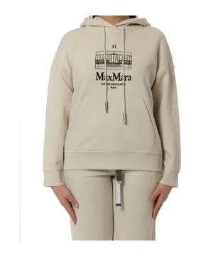 Max Mara Andrea Logo Embroidered Drawstring Hoodie - Nude