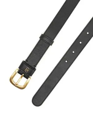 Valentino Garavani Gold-buckle Leather Belt
