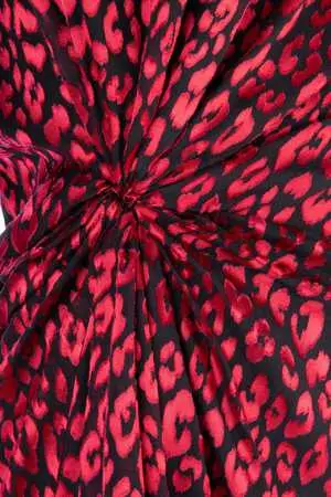 Saint Laurent Long Sleeve Leopard Print Mini Dress