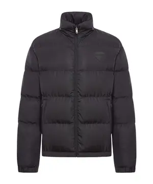 Prada Quilted High Neck Zip-up Jacket - Black