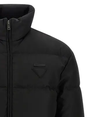 Prada Quilted High Neck Zip-up Jacket - Black