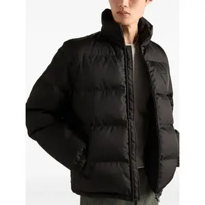 Prada Quilted High Neck Zip-up Jacket - Black