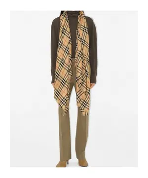 Burberry Checked Fringed Scarf