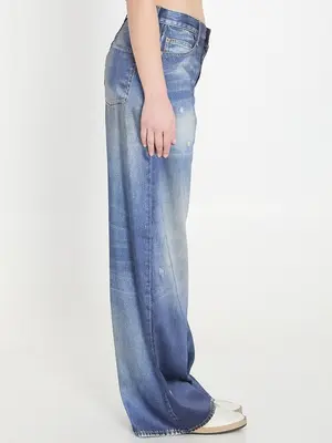 GOLDEN GOOSE Wide-leg Distressed Jeans - Blue