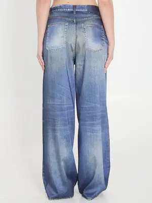 GOLDEN GOOSE Wide-leg Distressed Jeans - Blue