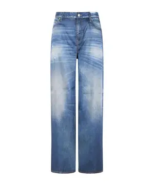 GOLDEN GOOSE Wide-leg Distressed Jeans - No
