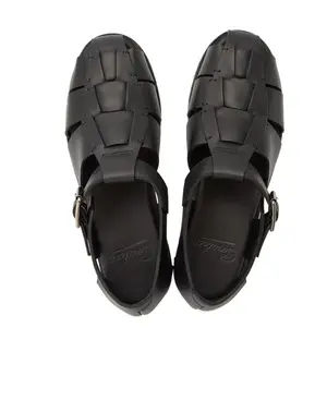 Paraboot Buckled-fastening Sandals With Woven Details - Black