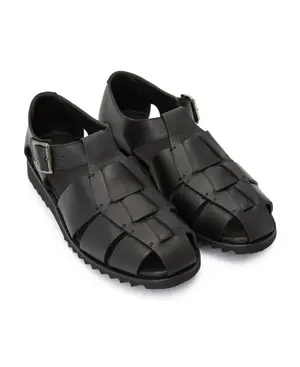 Paraboot Buckled-fastening Sandals With Woven Details - Black