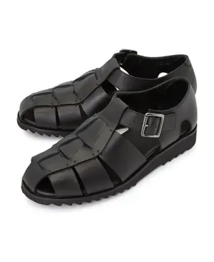 Paraboot Buckled-fastening Sandals With Woven Details - Black