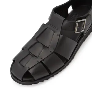 Paraboot Buckled-fastening Sandals With Woven Details - Black