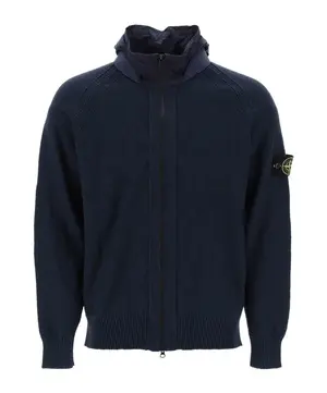 Stone Island Long-sleeved Zipper Cardigan With Hood