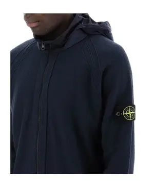 Stone Island Long-sleeved Zipper Cardigan With Hood