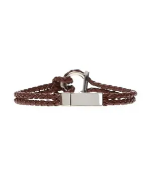 FERRAGAMO Braided Leather Bracelet With Gancini Details Red