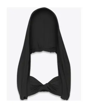 Saint Laurent Hooded Top In Shiny Jersey