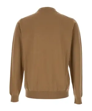 Fendi Crewneck Jumper With Ff Embossed Pocket - Brown