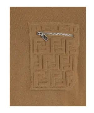 Fendi Crewneck Jumper With Ff Embossed Pocket - Brown