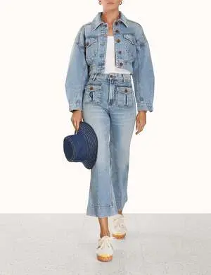 Zimmermann Raie Cropped Denim Jacket