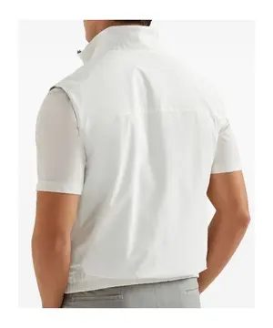 Brunello Cucinelli Reversible Quilted Zip-up Gilet - Off-white/gray