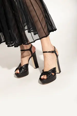 JIMMY CHOO Heloise Knotted Platform Sandals - Black