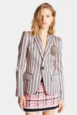 Dsquared2 Striped Lapel Blazer - Gray