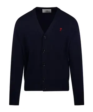 AMI Paris De Coeur Wool Cardigan - Black