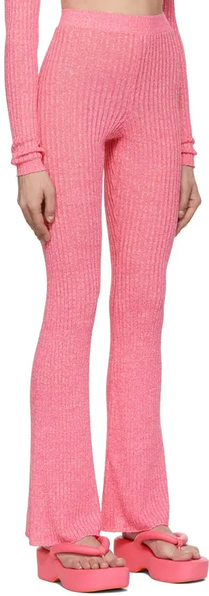 MSGM Rib Knit Logo Track Pants - Pink