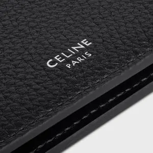 Celine Bi-fold Card Holder In Grained Calfskin