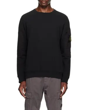 Stone Island Logo Patch Crewneck Sweatshirt - Black