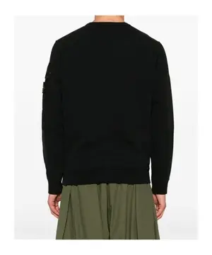 Stone Island Logo Patch Crewneck Sweatshirt - Black