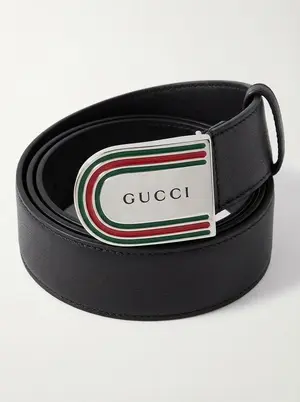 Gucci Logo Engraved Belt - Black