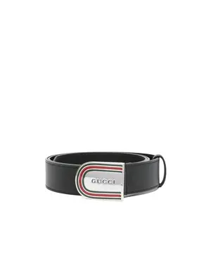 Gucci Logo Engraved Belt - Black